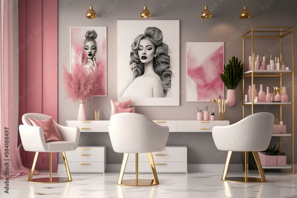 Modern interior of the female beauty salon. Super photo realistic ...