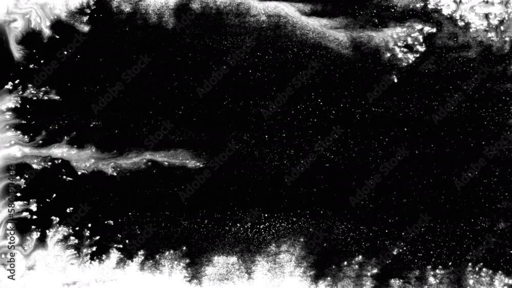 Black ink artistic flow splatter spots spills white paper beautiful ...