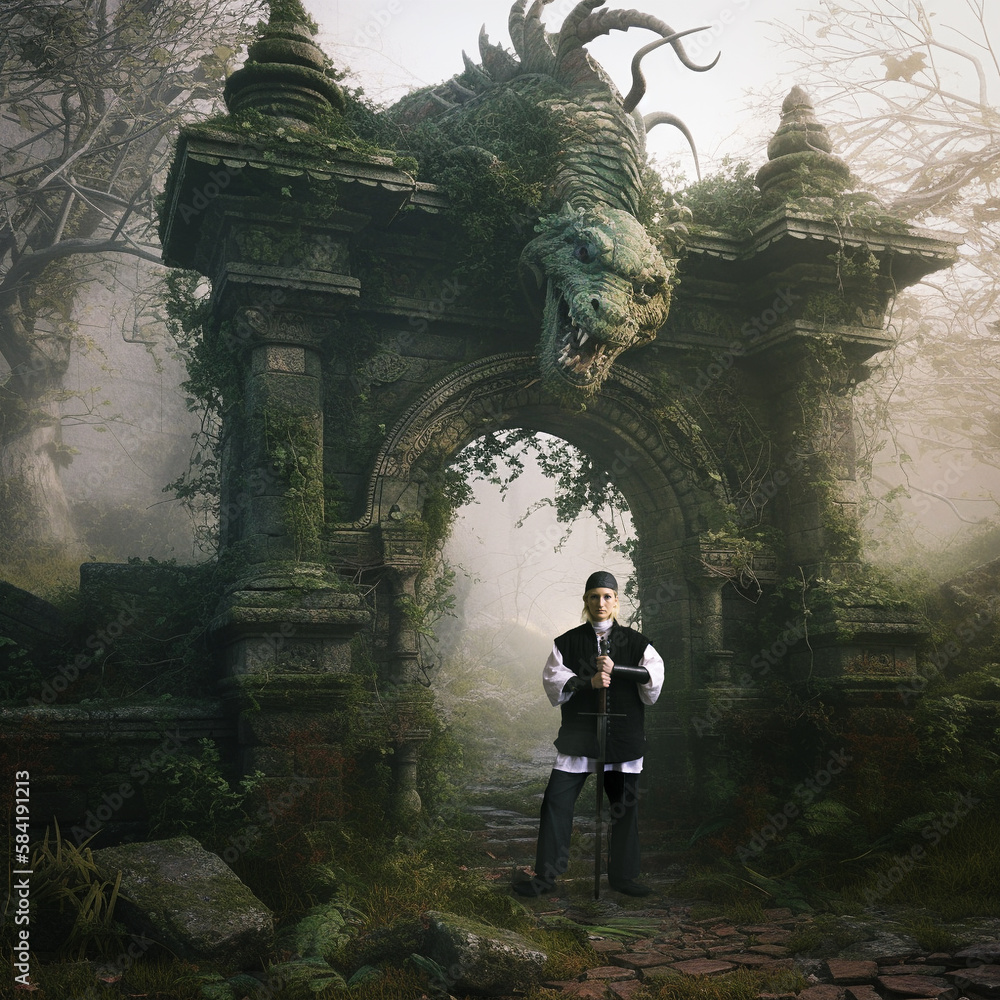 Wächterin beim Drachentor - Photoshop-Composing aus Realbild und KI ...