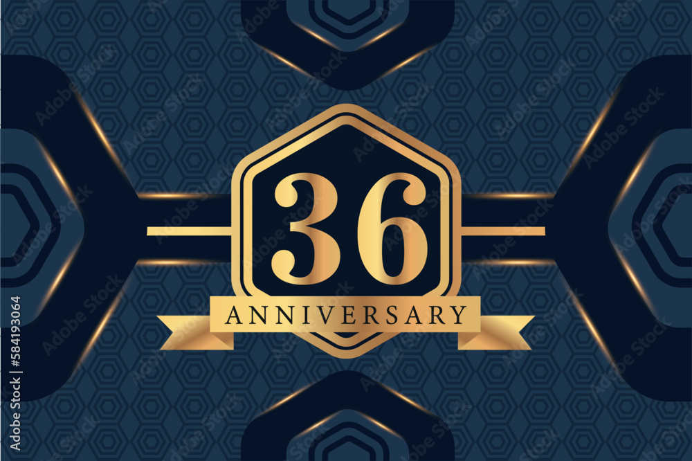 36th year anniversary celebration luxury golden logo vector design with ...