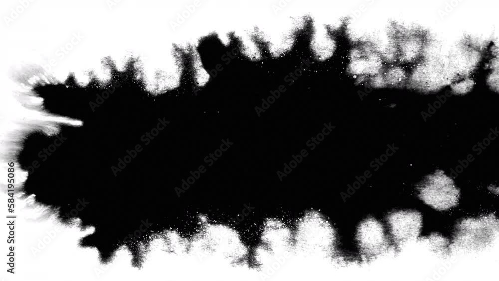 Black ink artistic flow splatter spots spills white paper beautiful ...