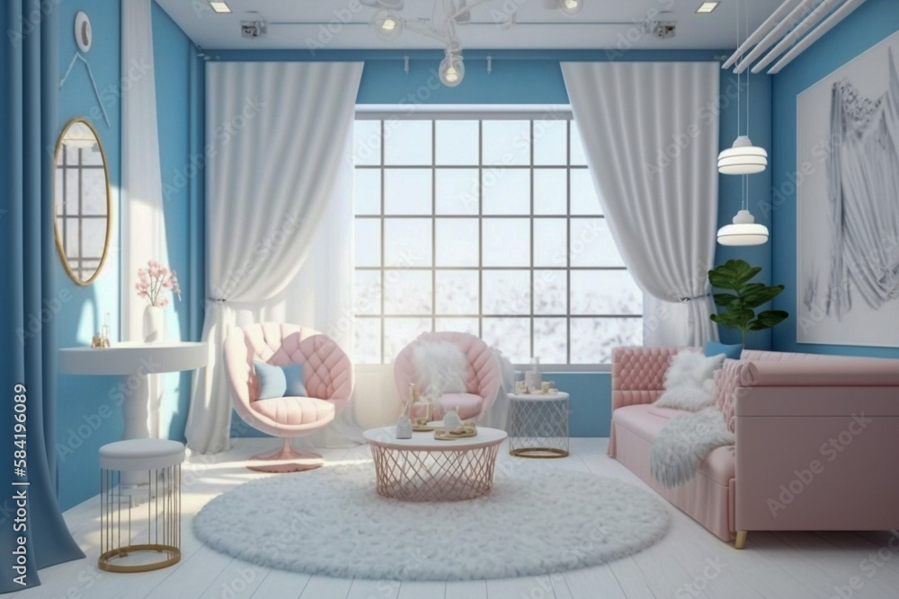 Modern interior of the female beauty salon. Super photo realistic ...