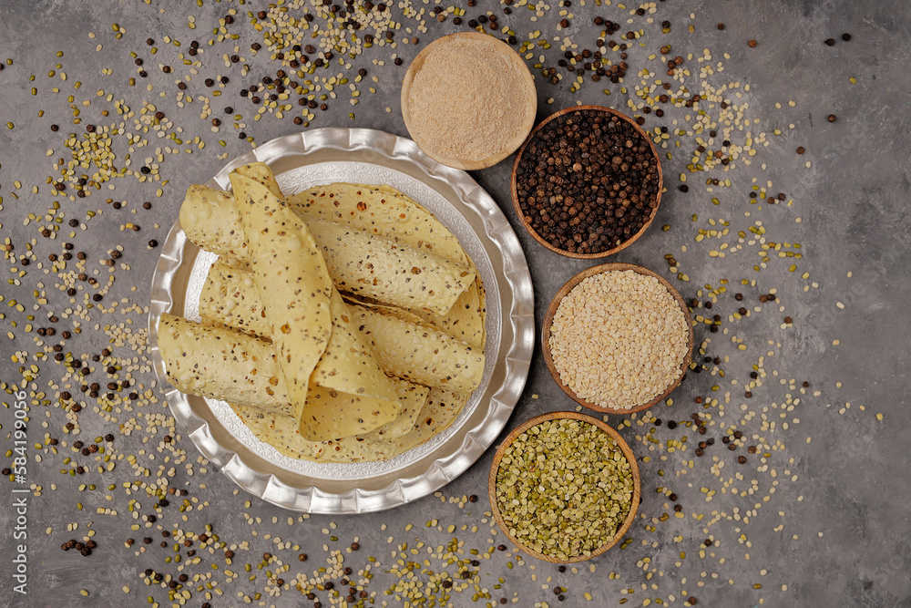 Papad, Roasted roll papad is an Indian traditional started food, served ...