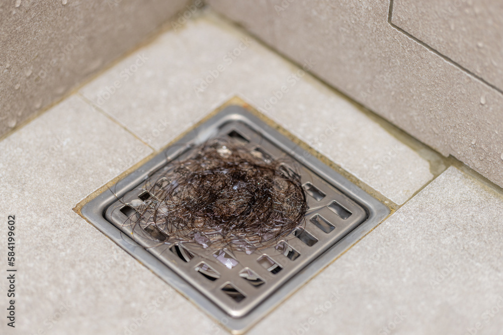 Clogged and dirty sewer pipes floor drain at bathroom Stock Photo ...