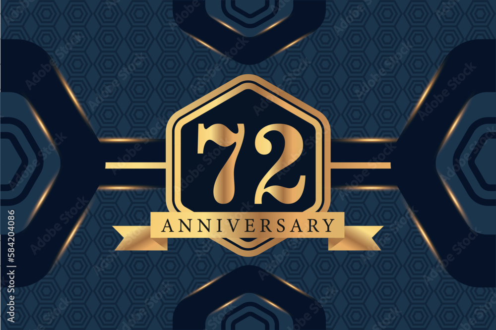 72nd year anniversary celebration luxury golden logo vector design with ...