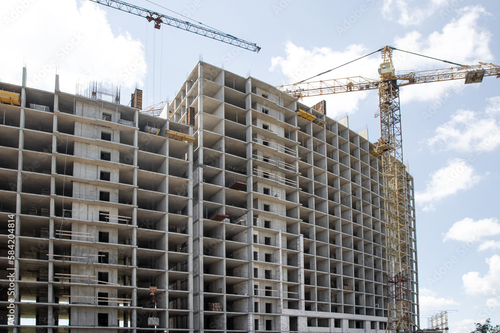 Construction of a modern high-rise building. Real estate and corporate ...
