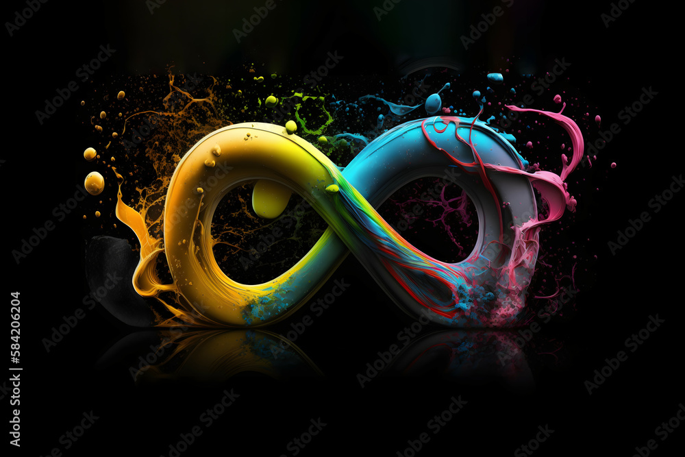 Infinity symbol colorful on black splash art Stock Illustration | Adobe ...