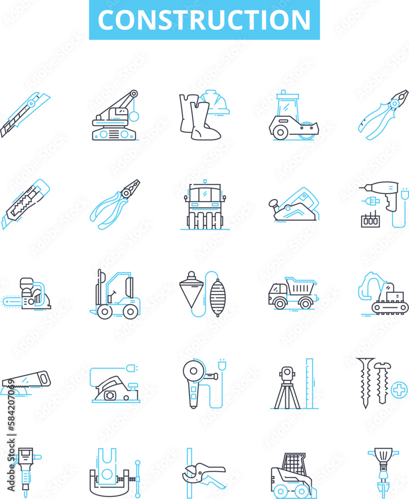 Construction vector line icons set. Build, Structure, Construct ...