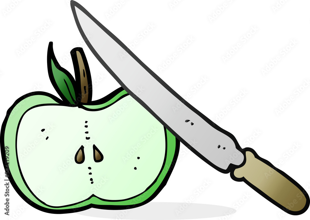 cartoon apple being sliced Stock Illustration | Adobe Stock