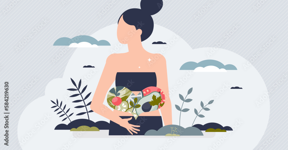 Gut health importance for stomach flora and digestion tiny person ...