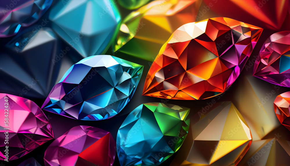 Rainbow colored crystal diamond texture background with a hyper ...