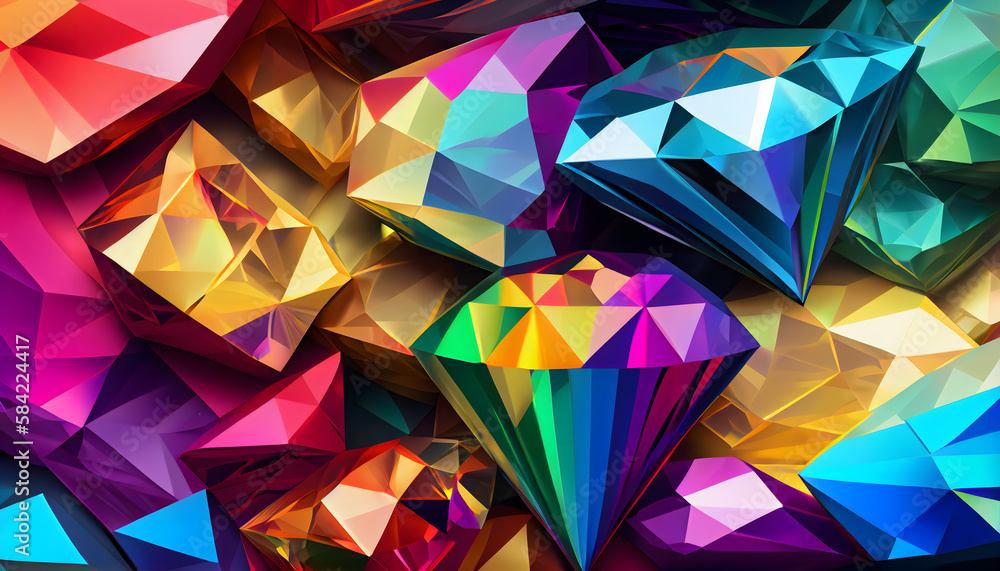 Rainbow colored crystal diamond texture background with a hyper ...