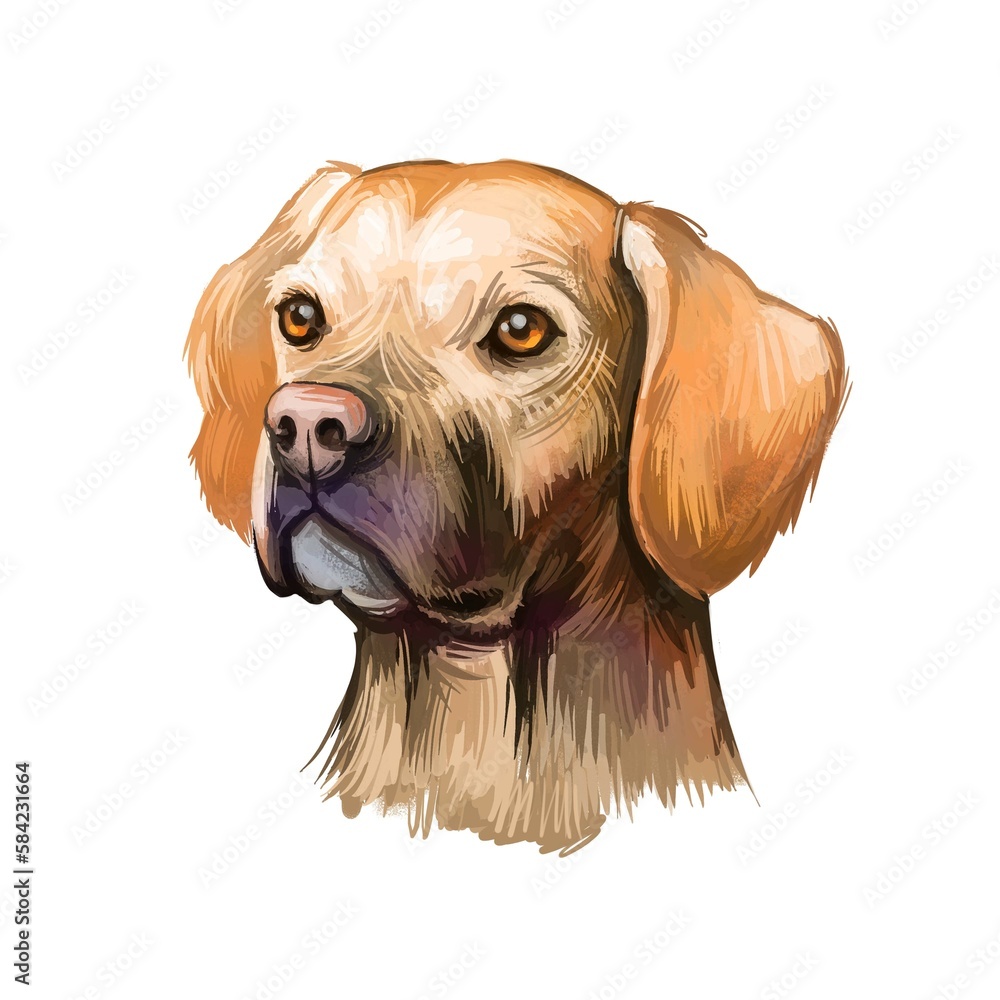 Portuguese Pointer dog portrait isolated on white. Digital art ...