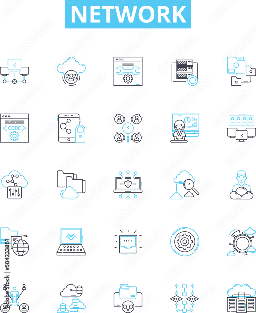 Network vector line icons set. Network, Connectivity, LAN, WAN, System ...