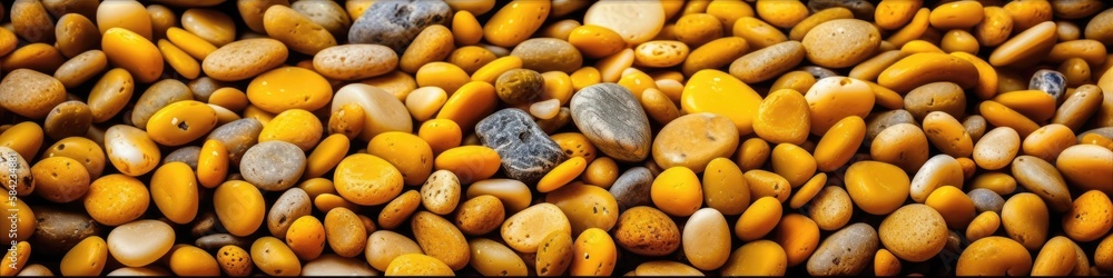 Mustard Pebbles Stone Background Panoramic Banner. Generative AI Stock ...