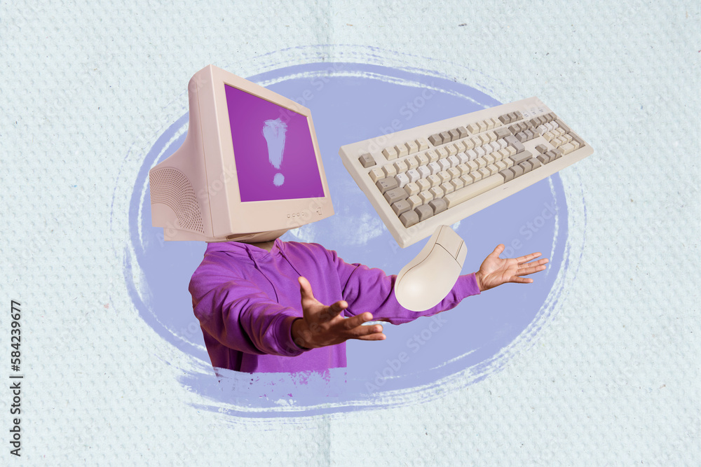 Collage template advertisement addicted funny headless user computer ...