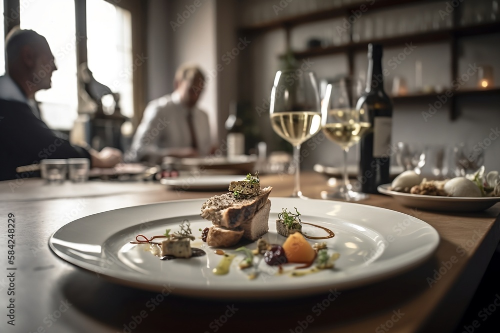 Michelin star quality high cuisine food dish in a very atmospheric ...