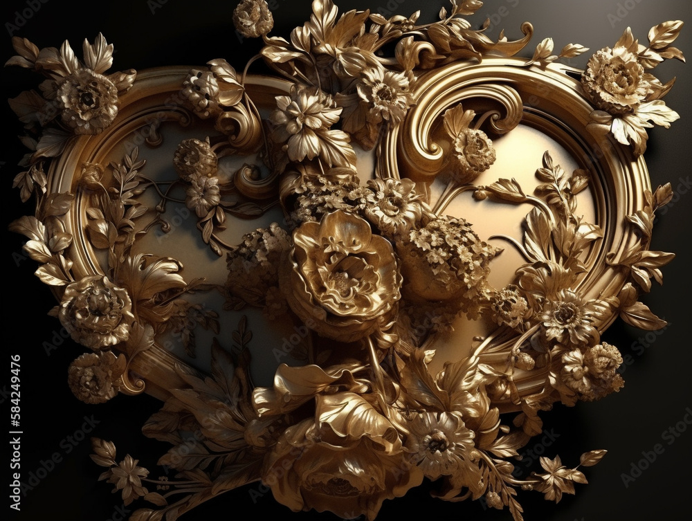 Baroque art style blossom high quality A floral wallpaper with a floral ...