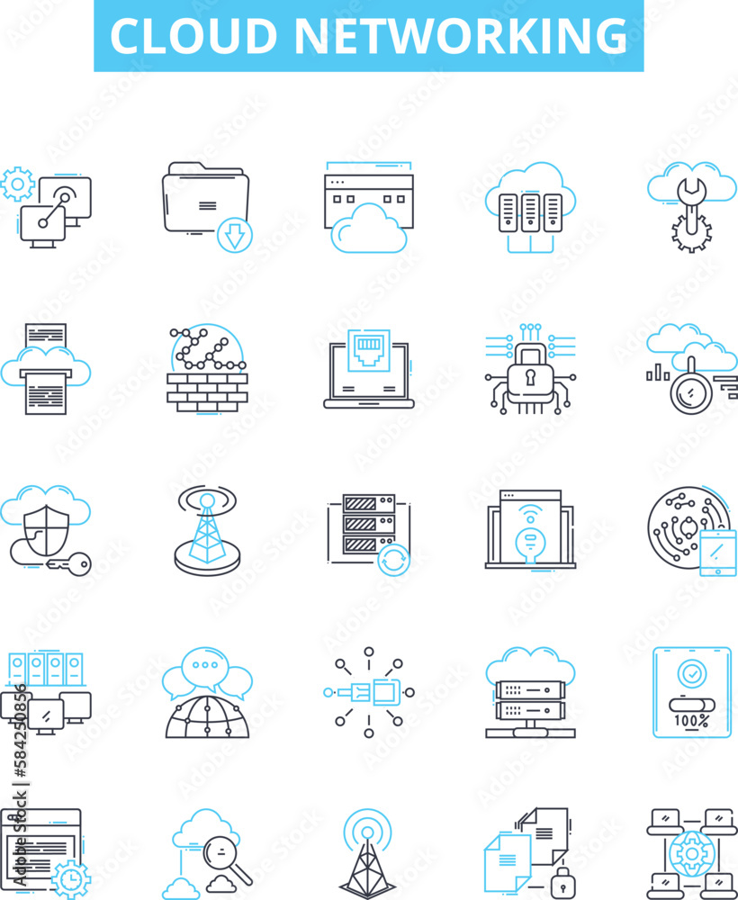 Cloud Networking Vector Line Icons Set Cloud Networking Cloudcomputing Saas Sa Iaas Paas