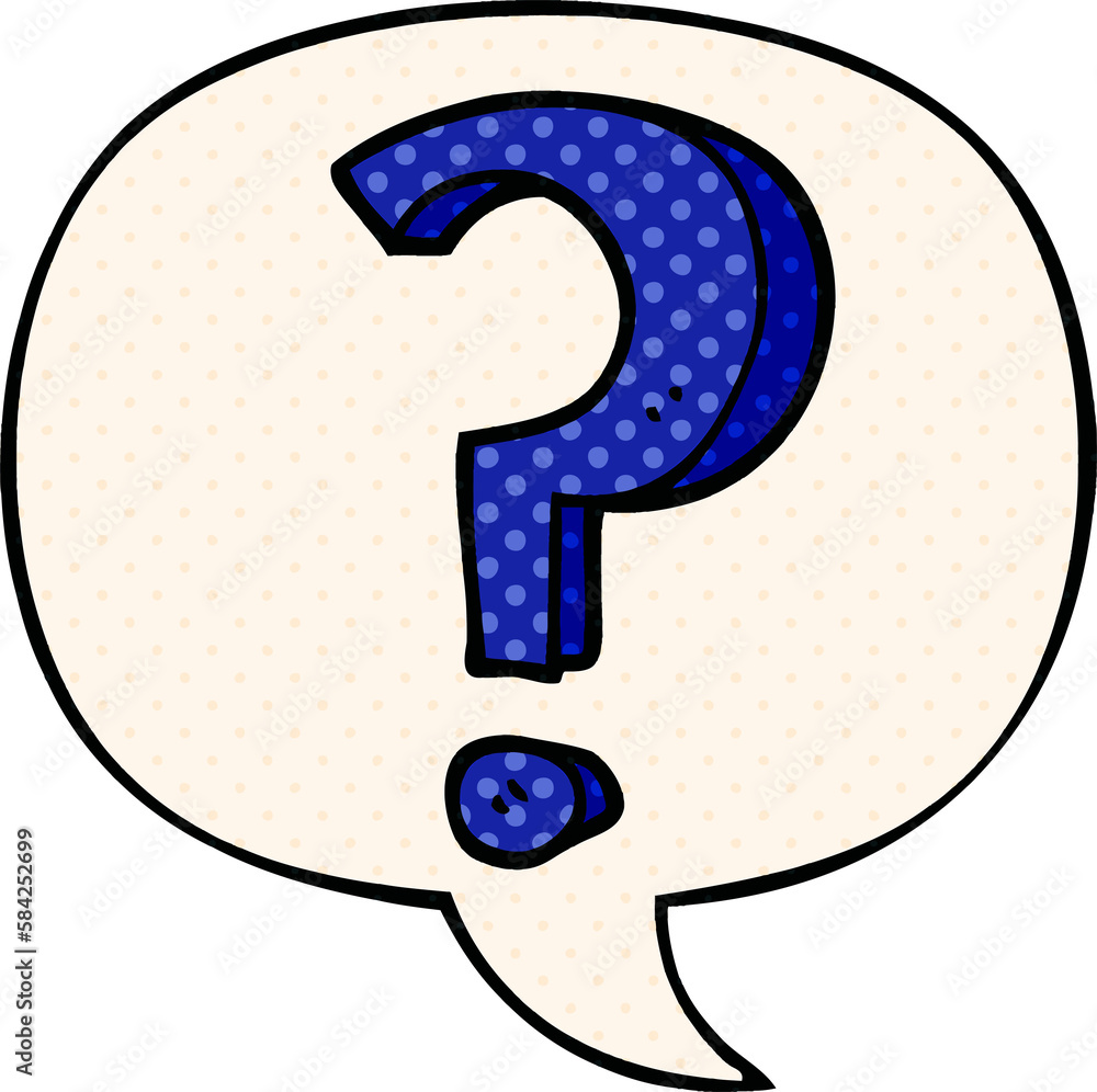 cartoon question mark and speech bubble in comic book style Stock ...