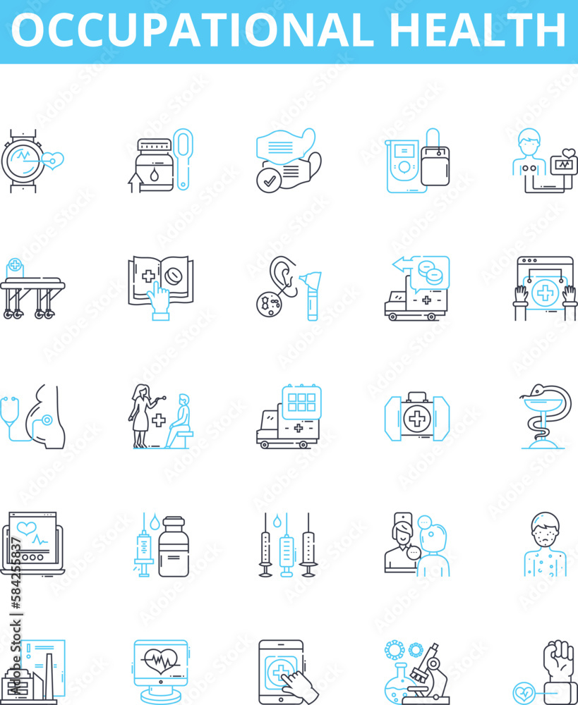 Occupational health vector line icons set. Occupational, Health, Safety ...