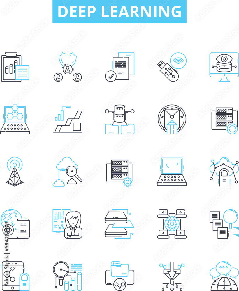 Deep learning vector line icons set. Deep, Learning, Neural, Networks ...