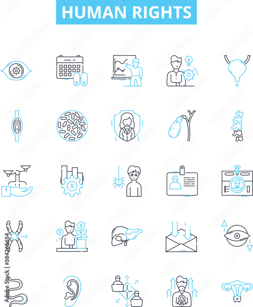 Human rights vector line icons set. Equality, Dignity, Respect, Liberty ...