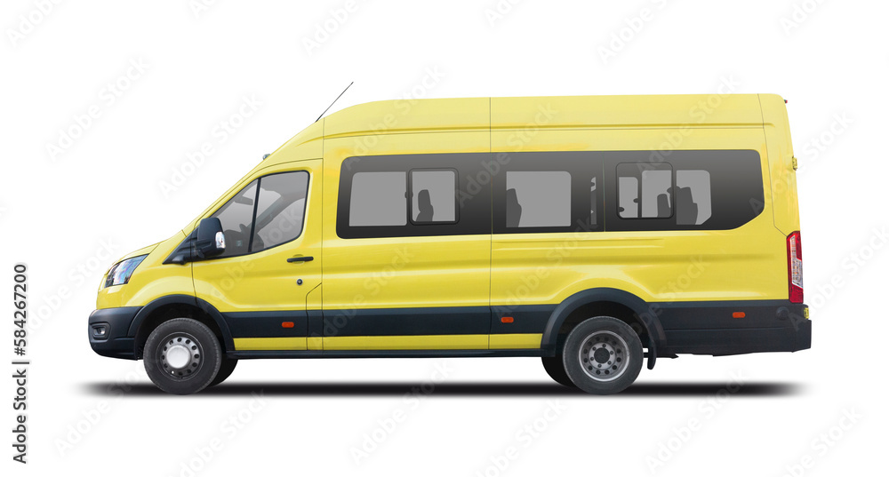Ford Transit minibus, side view isolated on white background, 26 ...