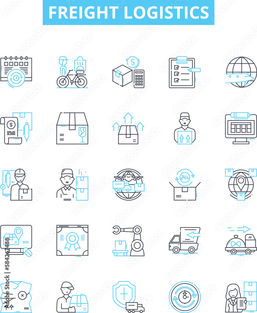 Fototapeta mapa świata dla dzieci Freight logistics vector line icons ... Fototapeta mapa świata dla dzieci Freight logistics vector line icons ...