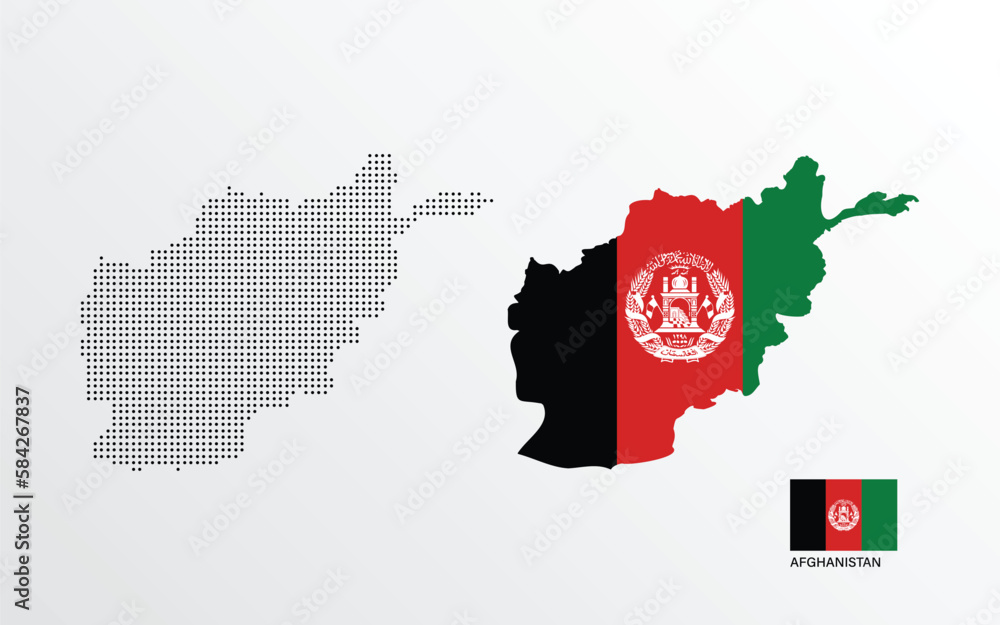afghanistan map with flag