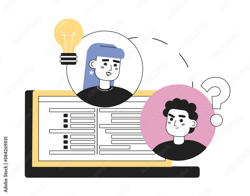 Vecteur Stock Effective communication in virtual team line concept ...