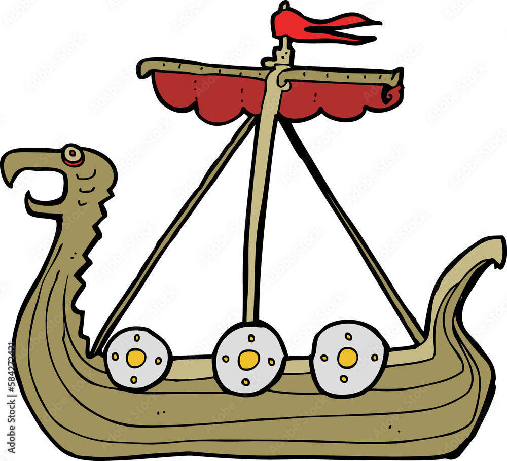 cartoon viking ship Stock Illustration | Adobe Stock