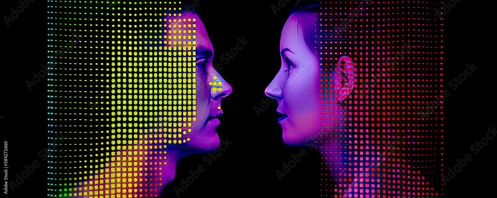 Unspoken telepathic communication between two people created with ...