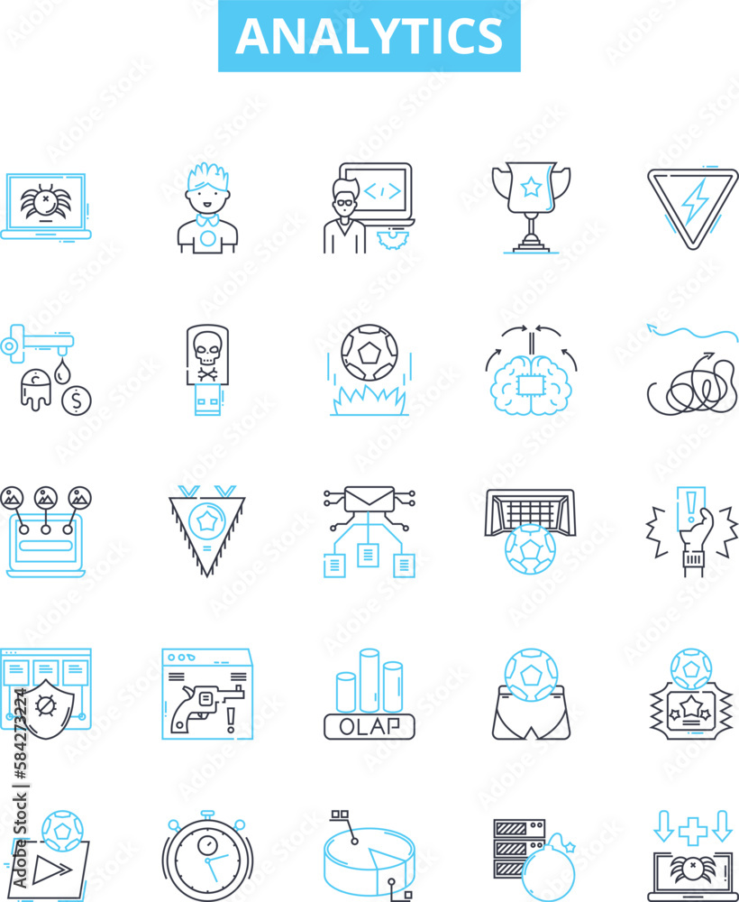 Analytics vector line icons set. Analytics, Measurement, Reporting ...