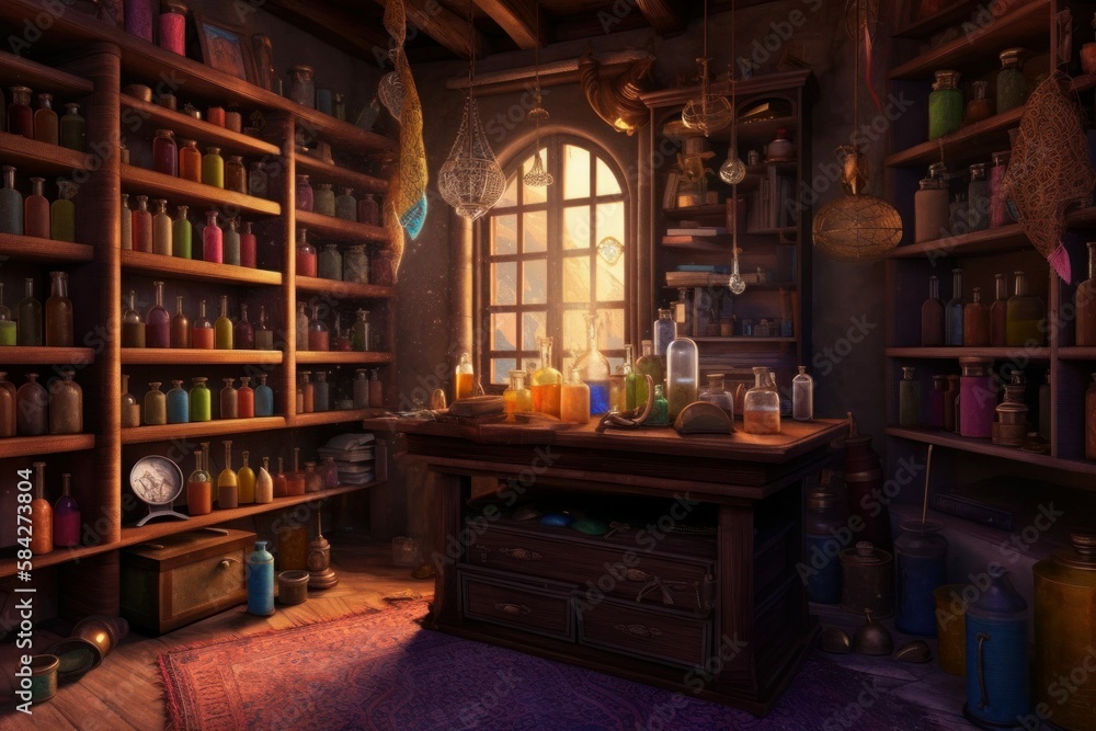 Alchemist's Room Full of Potions and Elixirs for Medieval Fantasy RPG ...