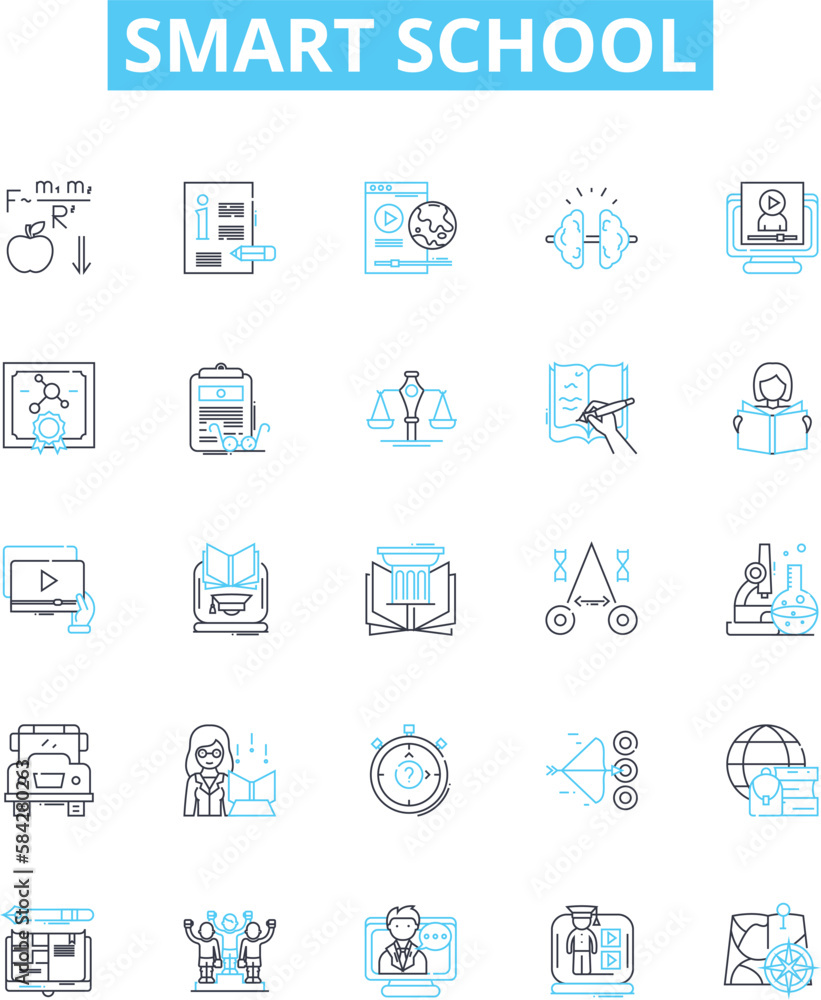 Smart school vector line icons set. Smart, School, Technology, Learn ...