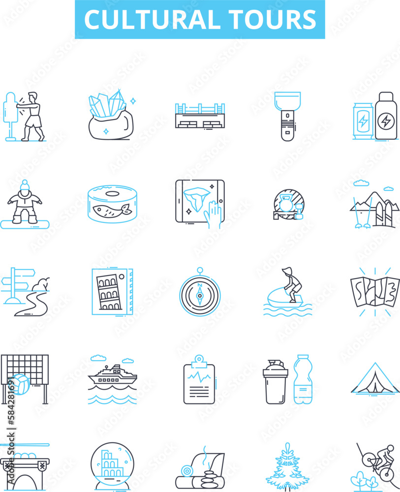Cultural tours vector line icons set. Cultural, Tours, Excursion ...