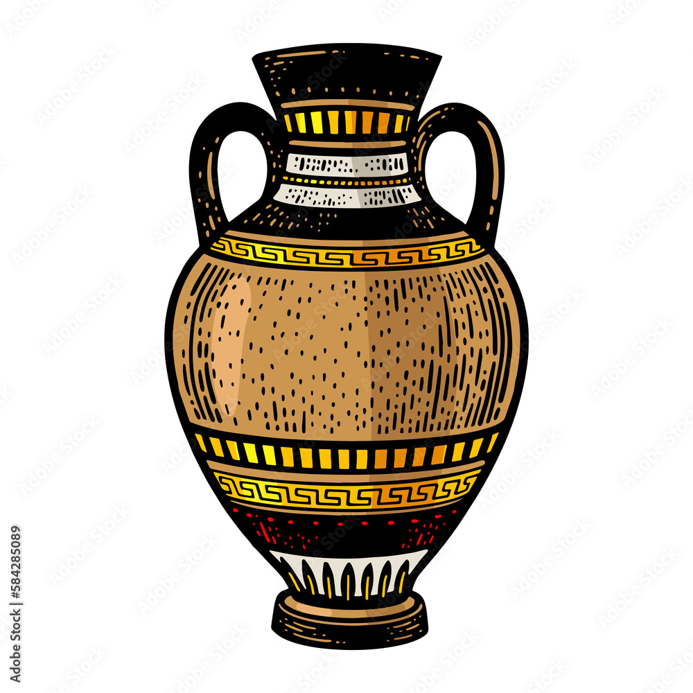 Ancient Greek Amphora color sketch PNG illustration with transparent ...