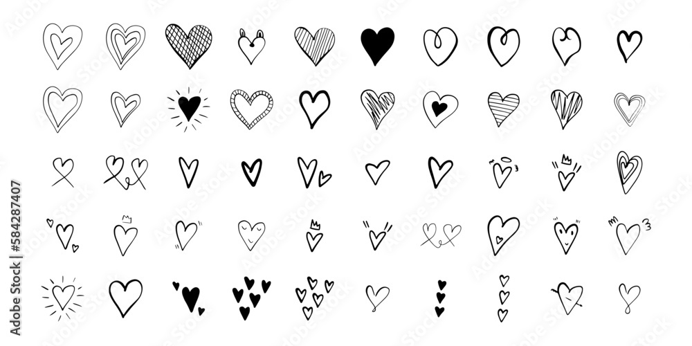 Heart in doodle style. Symbol of Valentine's Day and love. Shapes For ...