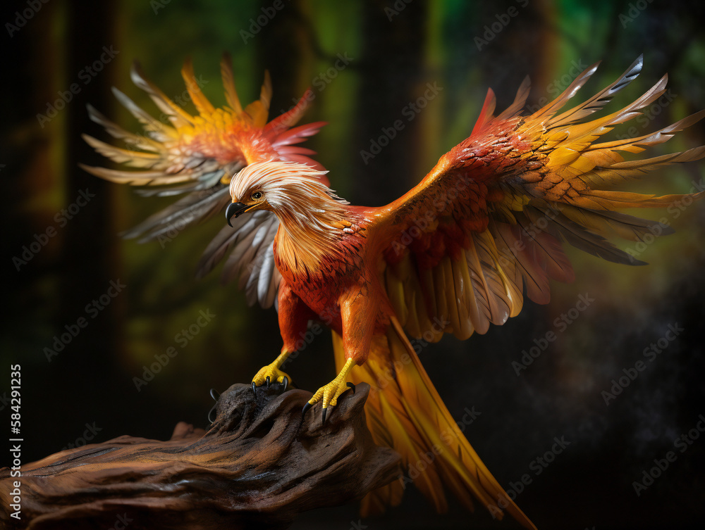 phoenix bird of legend, awe-inspiring fiery plumage, immortal symbol ...