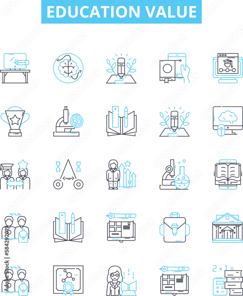 Education value vector line icons set. seperationLearning, Knowledge ...