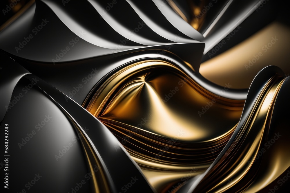 Dynamic Abstract Art: Metallic Texture, Bold Shapes & Realistic Design ...