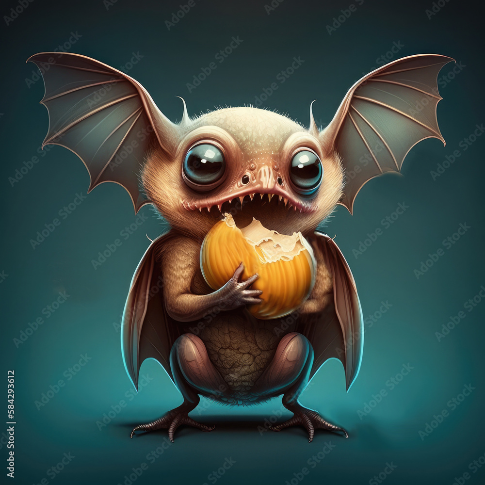 Scary bat in cartoon style on dark background. Generative AI ...