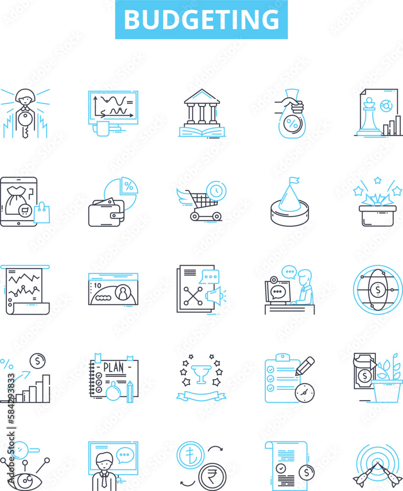 Budgeting vector line icons set. budgeting, plan, finance, money ...