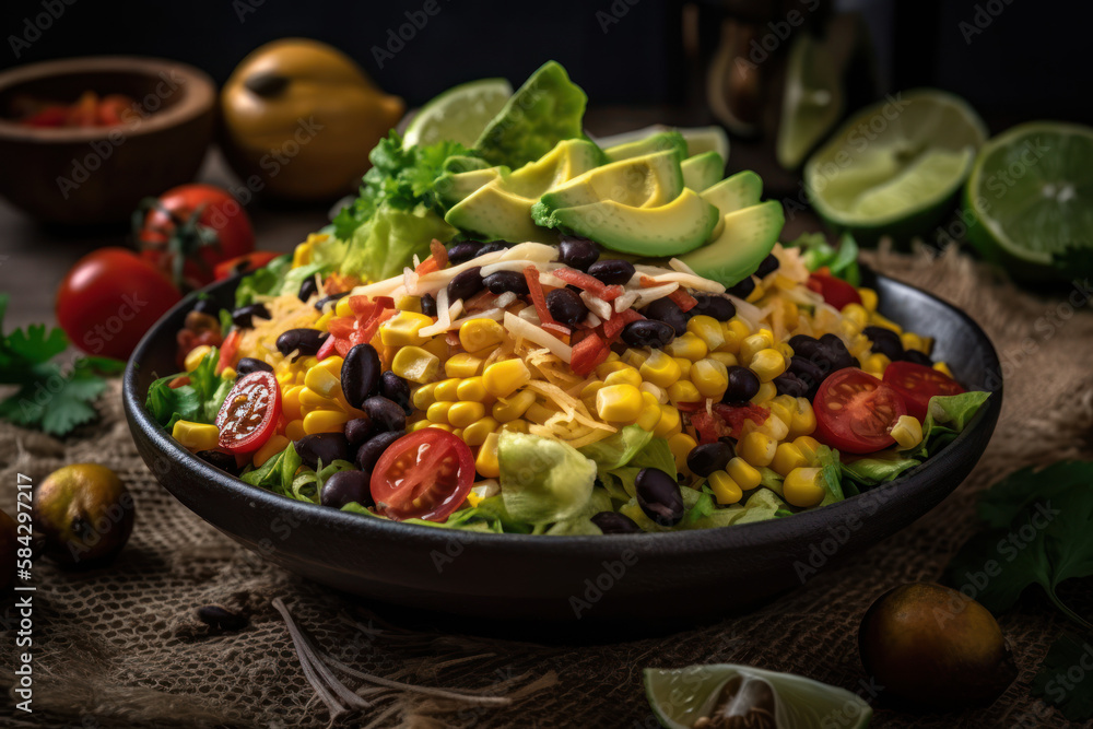 Salade Mexicaine, Salade composée de produits frais de saison présentée ...