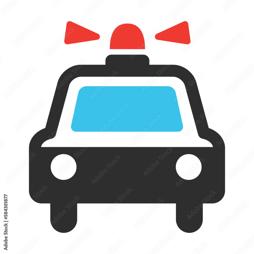 Police Car vector flat icon design. İsolated police car, with emergency ...