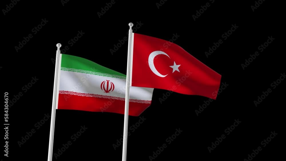 Turkey and Iranian flag seamless waving animation. Turkey and Iranian ...