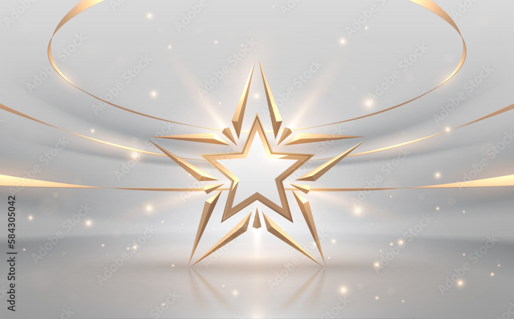 White and gold star shape template with light effect Stock Vector ...
