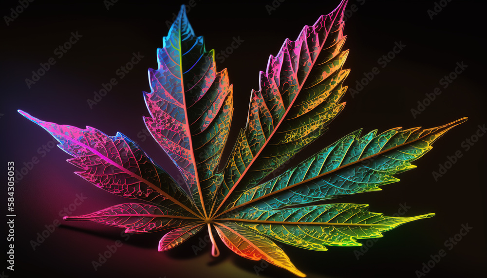 Colorful marijuana leaf, Generative ai Stock Illustration | Adobe Stock