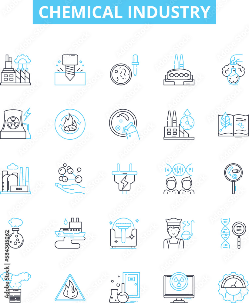 Chemical industry vector line icons set. Chemicals, Industry ...